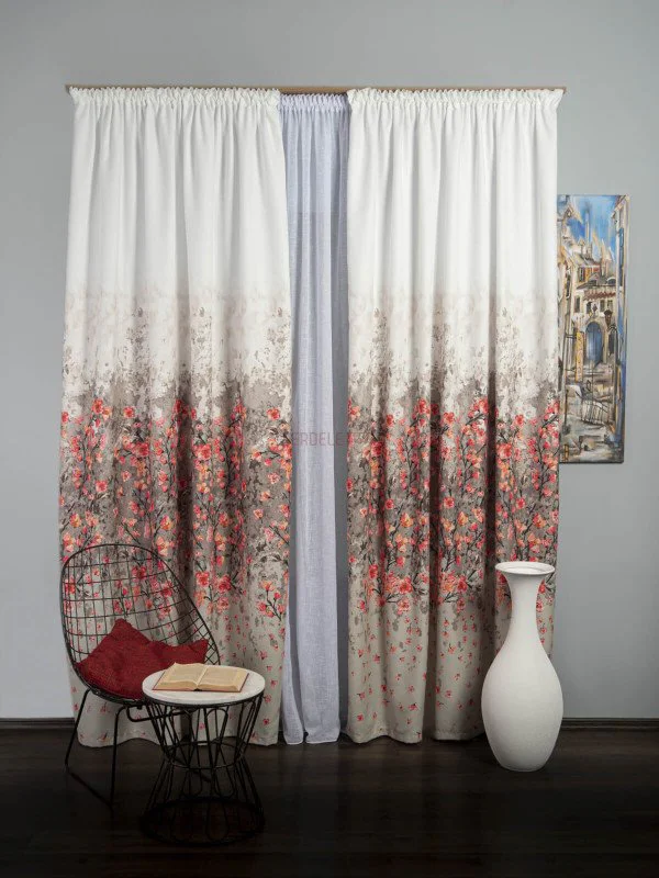Draperii bumbac satinat model floral