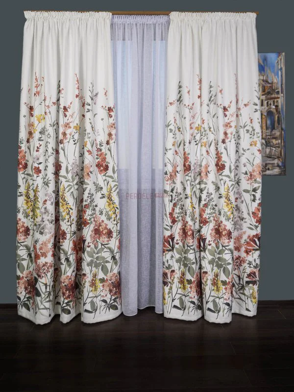 Draperii satin flori multicolore