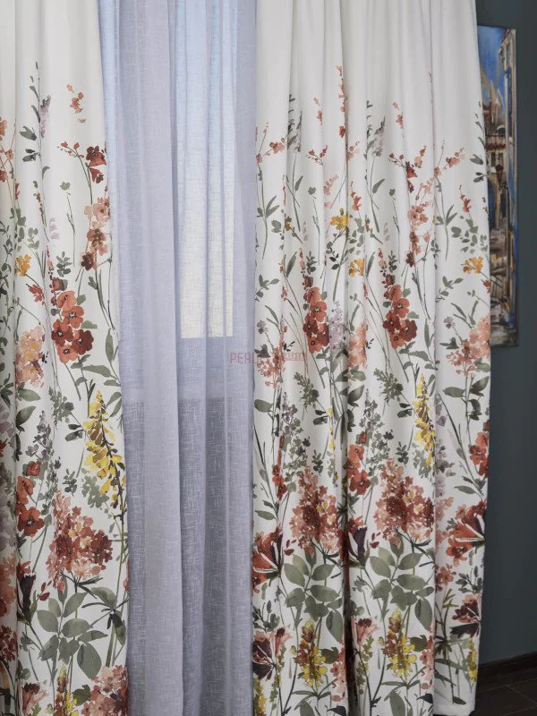 Draperii satin model floral