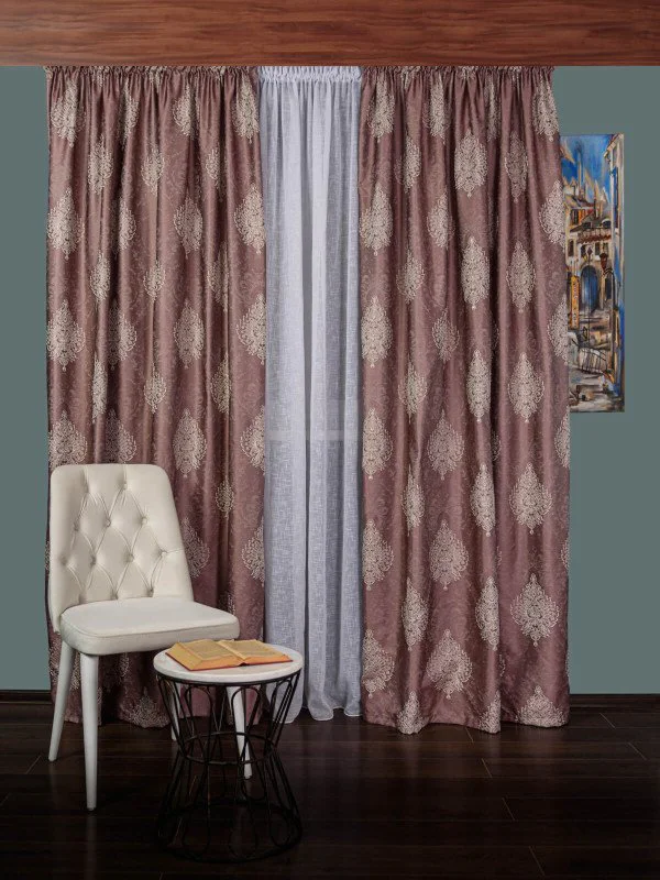 draperie tafta model baroc roz prafuit
