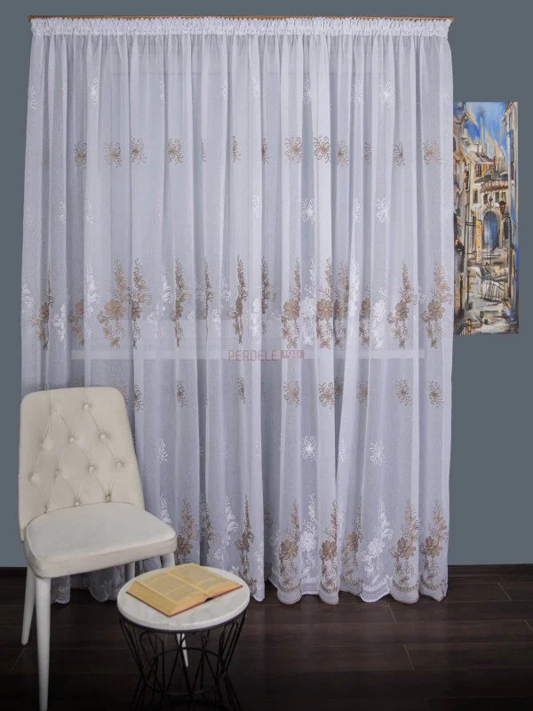 Perdea tip in model floare bej - Perdele Acasa by Clau